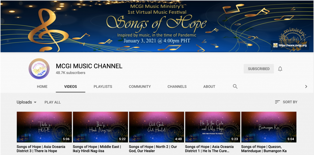 ‘Songs of Hope’: Unparalleled Gift Amidst The Pandemic - MCGI.org